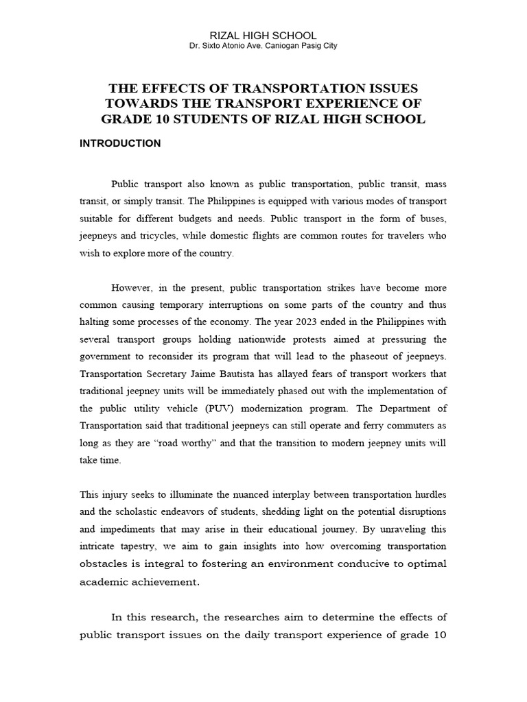 Intro and Sop Group Eng | PDF | Public Transport | Transport