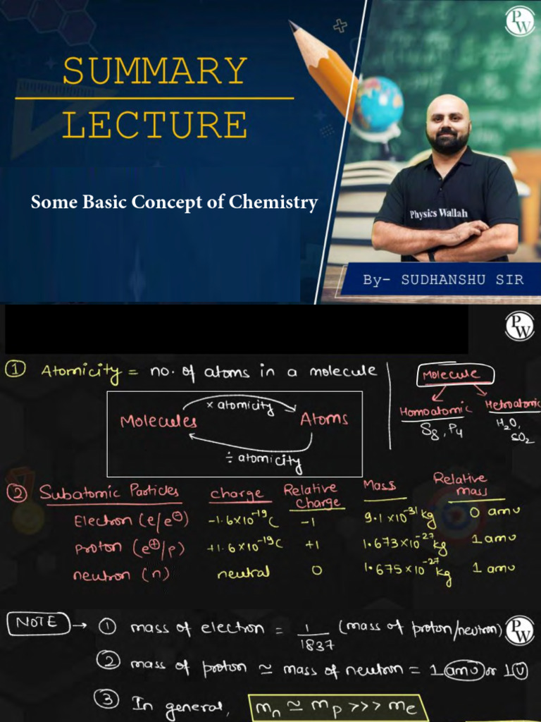 Some Basic Concept of Chemistry - Summary - Arjuna NEET 2024 | PDF