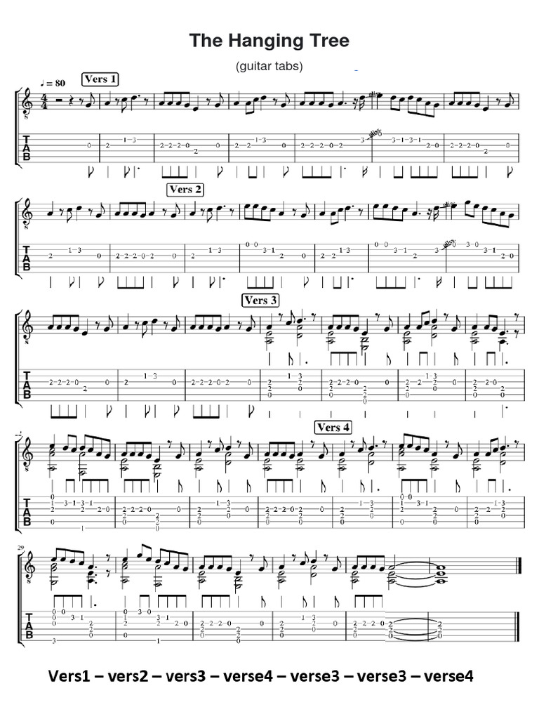 The Hanging Tree (Tabs For Guitar) | PDF