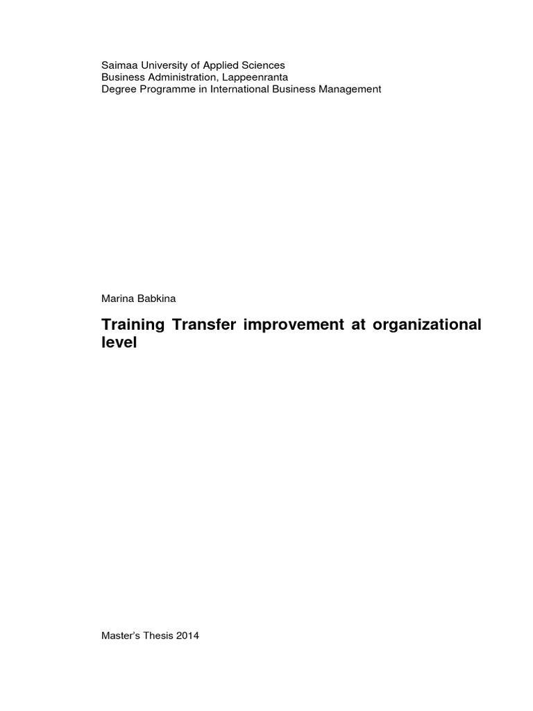 Training Transfer Improvement Strategies | PDF | Methodology | Learning