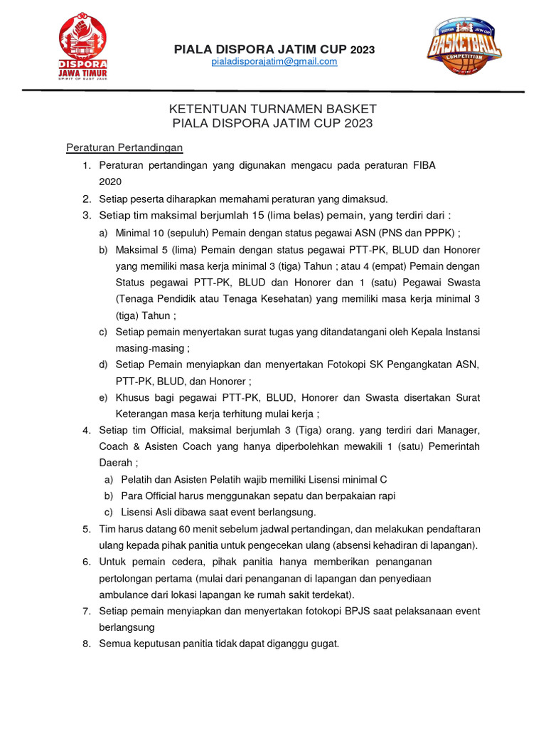 Peraturan Piala Dispora Jatim Cup 2023 | PDF | Olahraga & Rekreasi