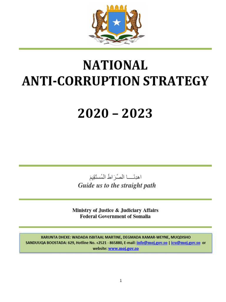 Somalia National Anti-Corruption Strategy 2020-2023 | PDF | Political ...