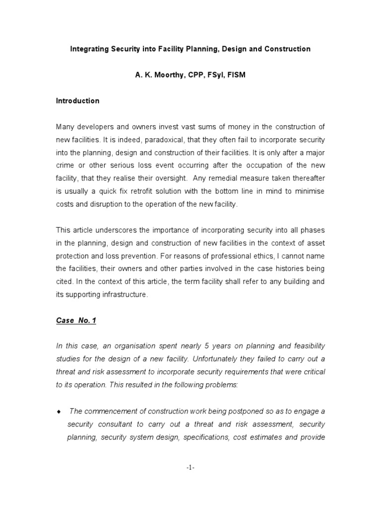 Facility Security Planning and Design | Download Free PDF | Physical ...