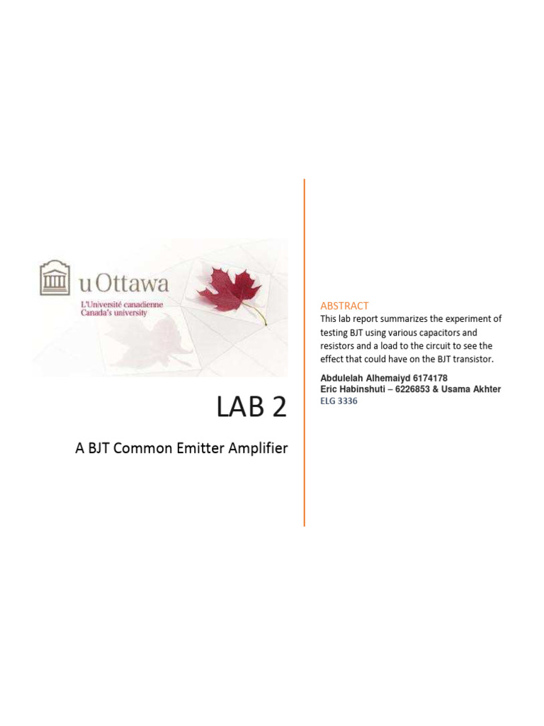 A Bjt Common Emitter Amplifier Contents Pdf Amplifier Bipolar