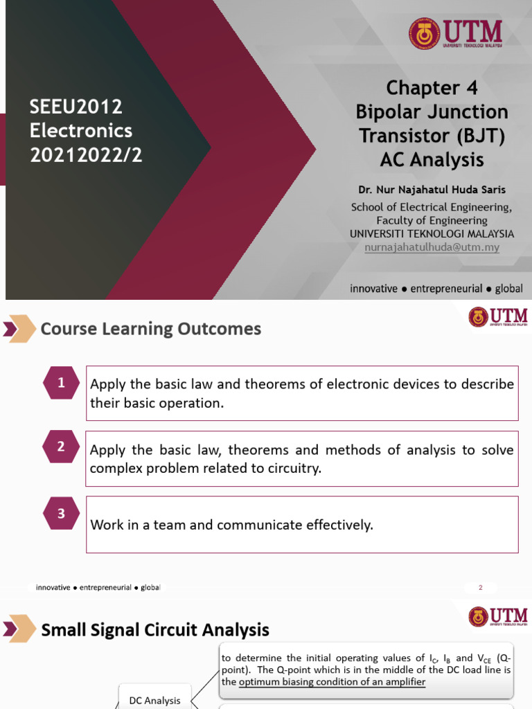 SEEU2012 Electronics Chapter 4 Part 2 BJT AC Analysis | PDF | Bipolar Junction Transistor ...