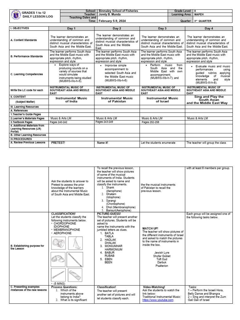 Music Week 1 | PDF | Learning | Performing Arts