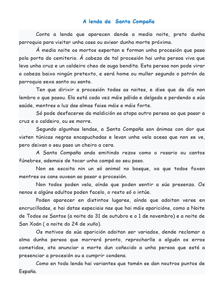 A Lenda Da Santa Compaña | PDF
