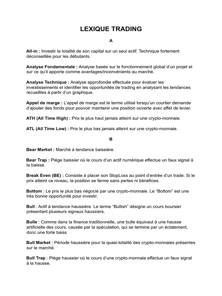 Lexique Trading | PDF