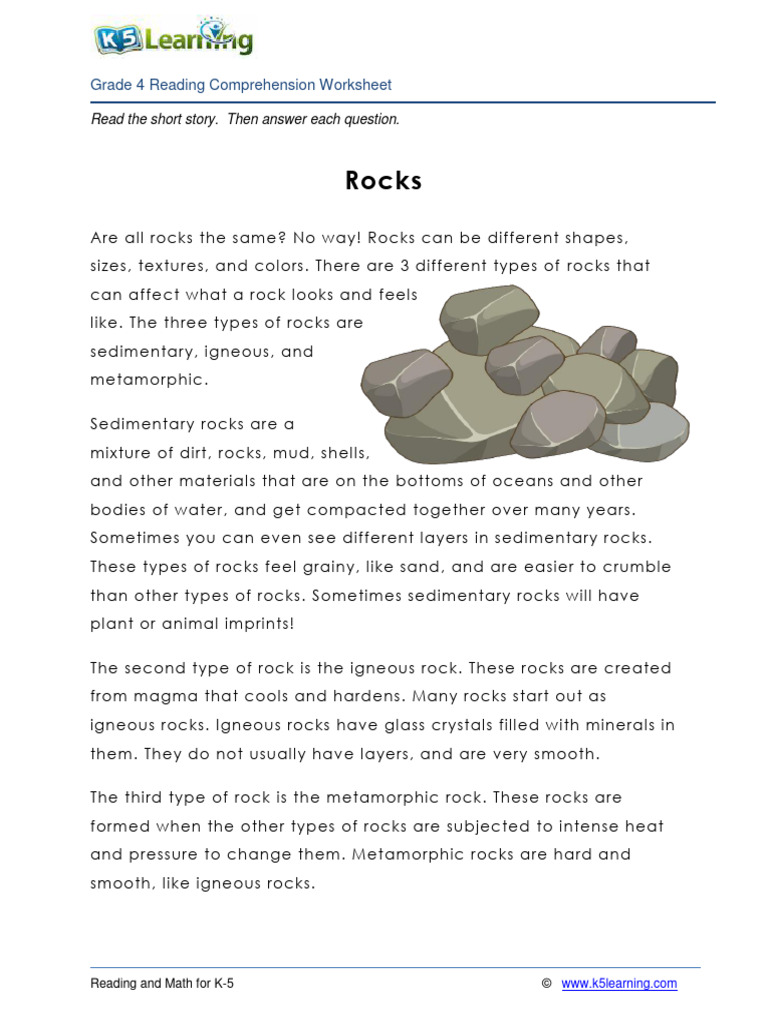 4th Grade 4 Reading Rocks | Download Free PDF | Rock (Geology ...