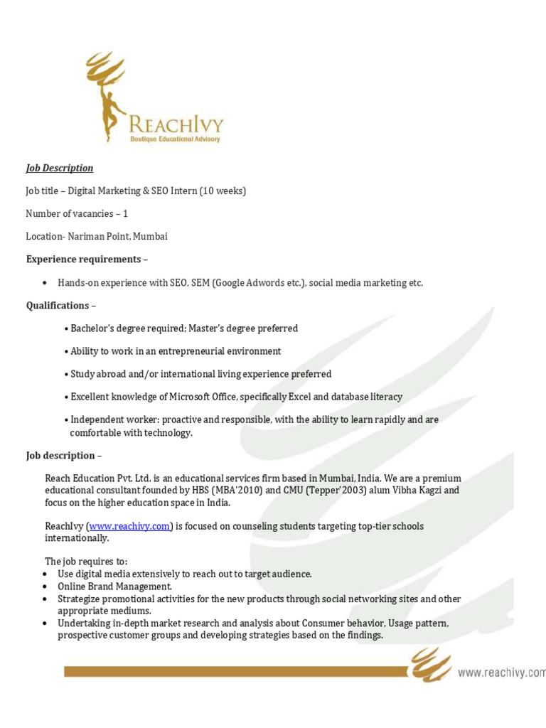 2023 - Digital Marketing Intern | PDF | Search Engine Marketing ...