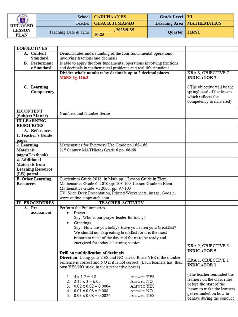 LP-CO-Q1-2023-2024 | PDF | Learning | Teachers