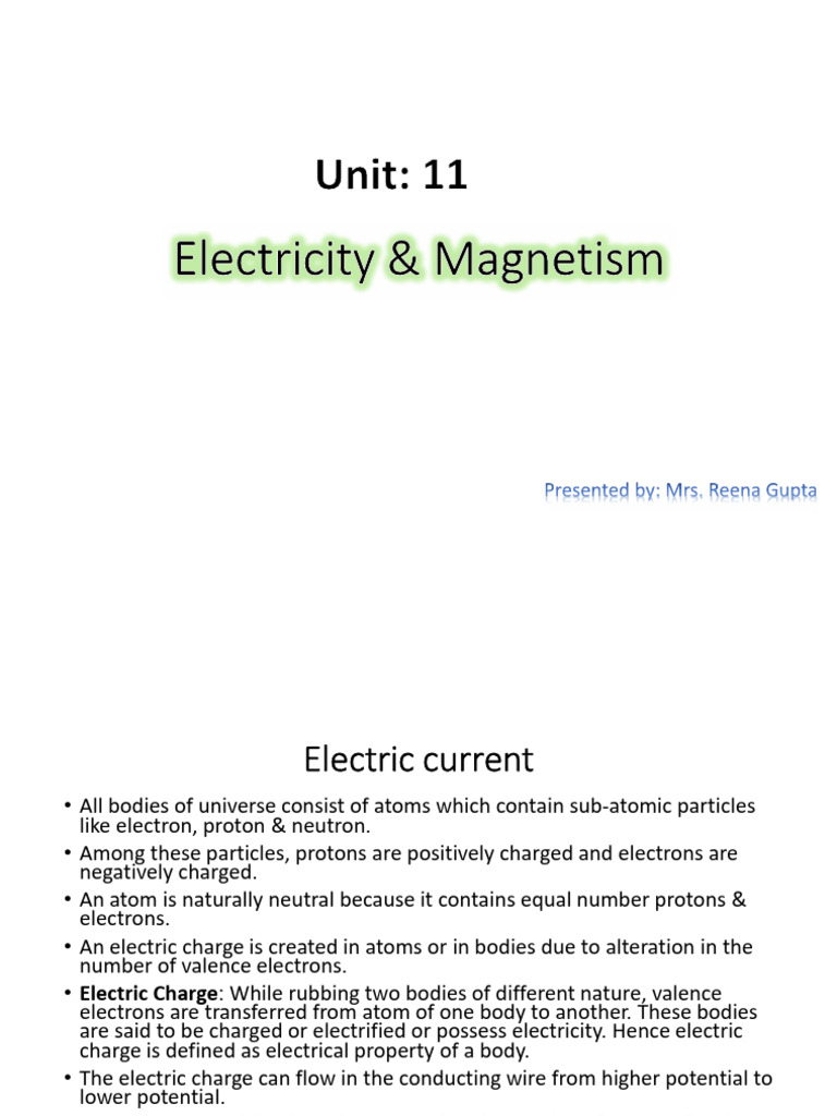 Unit 11 Electricity & Magnetism | PDF | Electromagnetic Induction ...