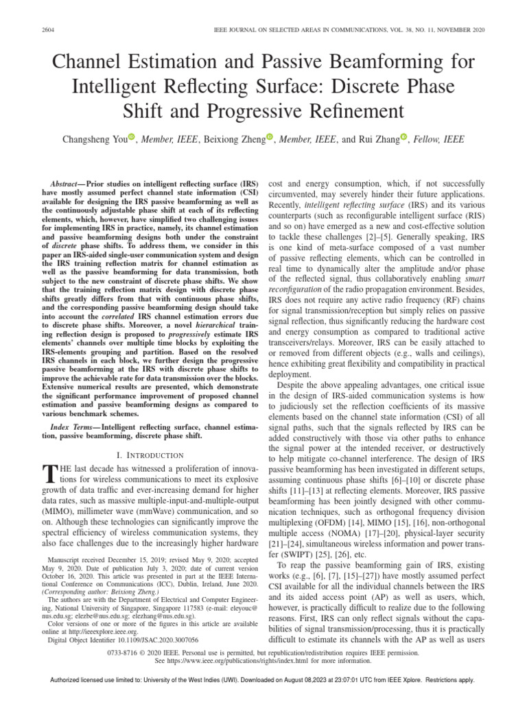 Channel Estimation and Passive Beamforming For Intelligent Reflecting Surface Discrete Phase ...