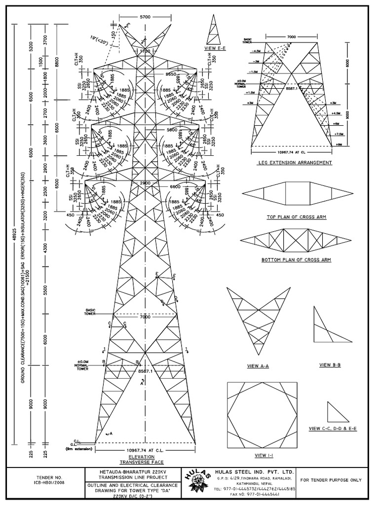 220kv TL Tower - DA - Line DWG (R) CLEARANCE | PDF