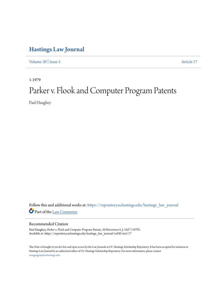 Parker v. Flook and Computer Program Patents | PDF | Intellectual Works ...