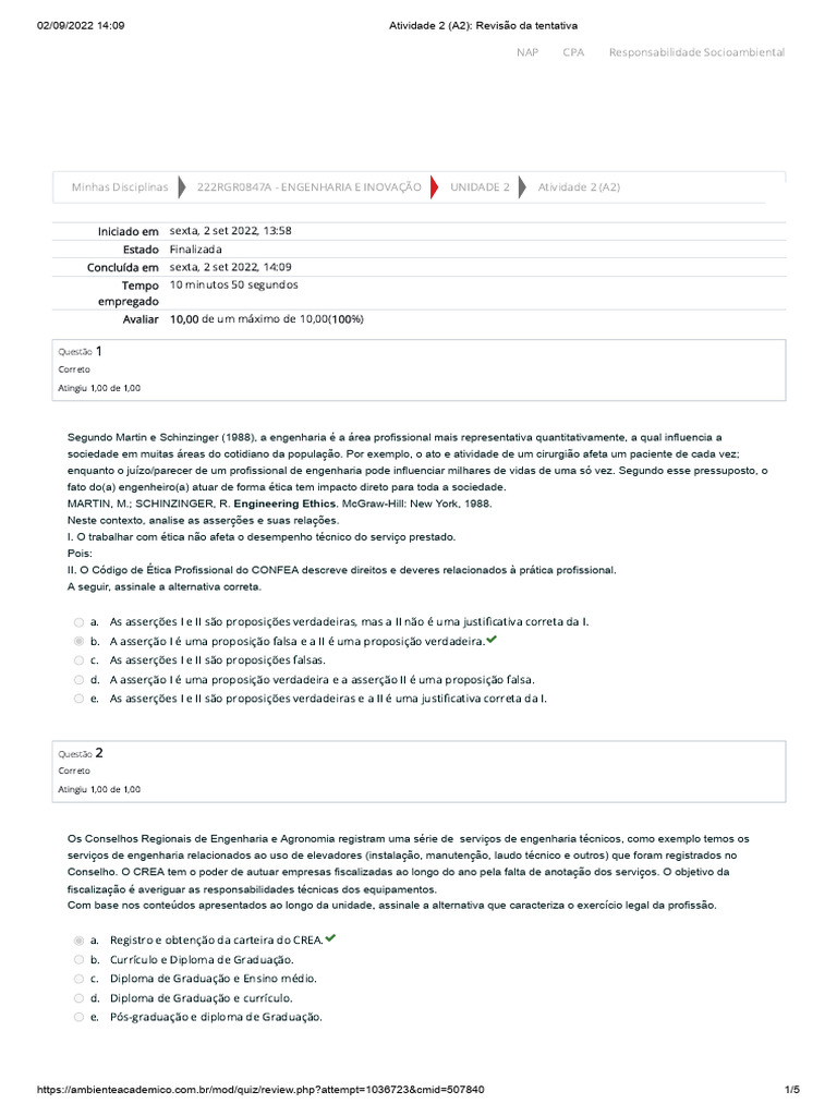 Atividade 2 (A2)_ Revisão da tentativa | PDF | Engenharia | Economias