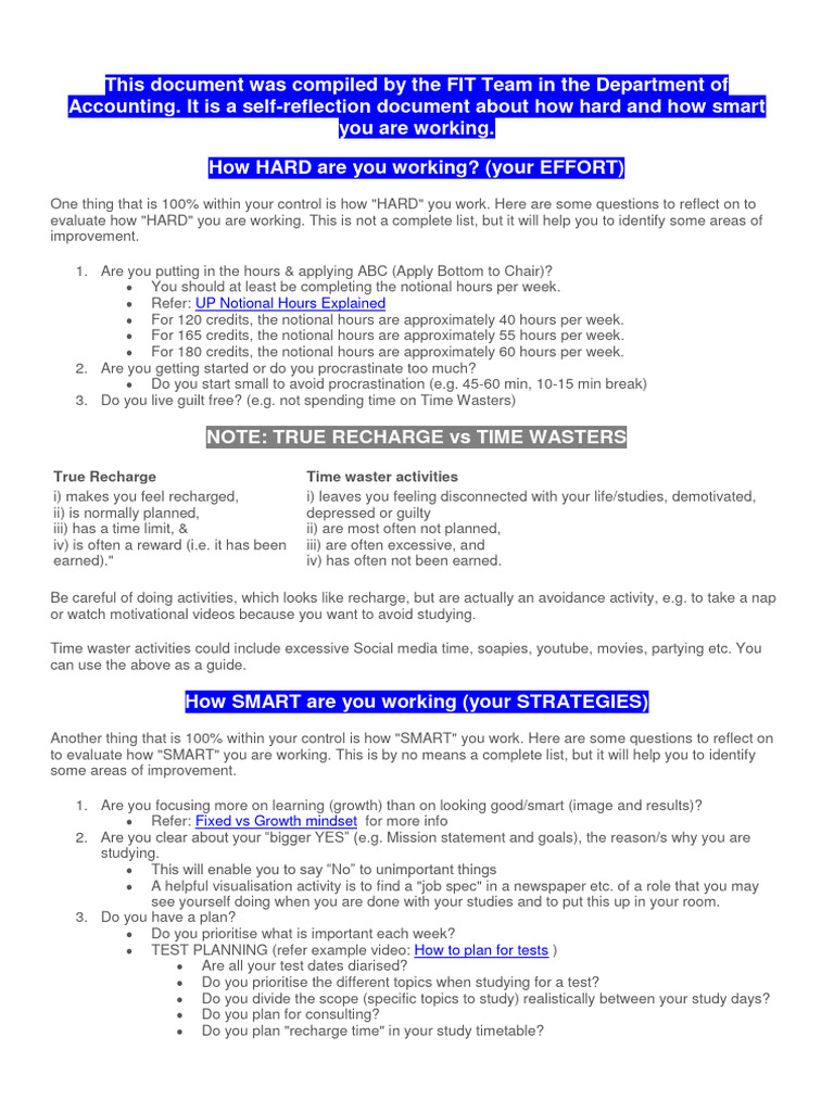 Working Hard and Working Smart | PDF