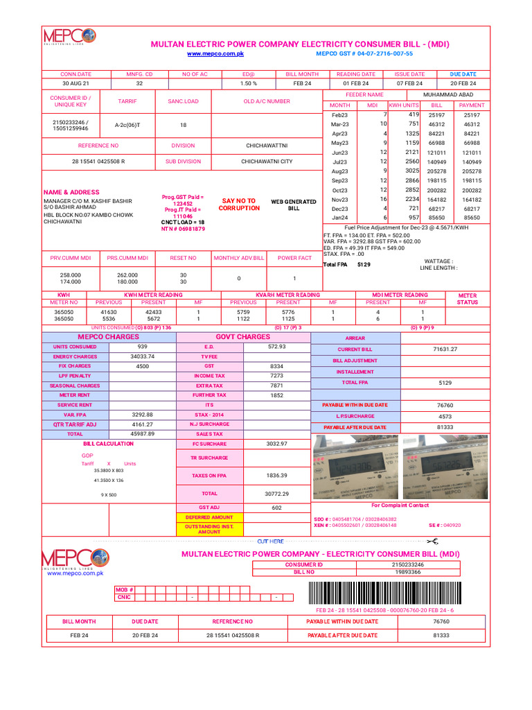 MEPCO ONLINE BILL Bank | PDF | Public Finance | Market (Economics)