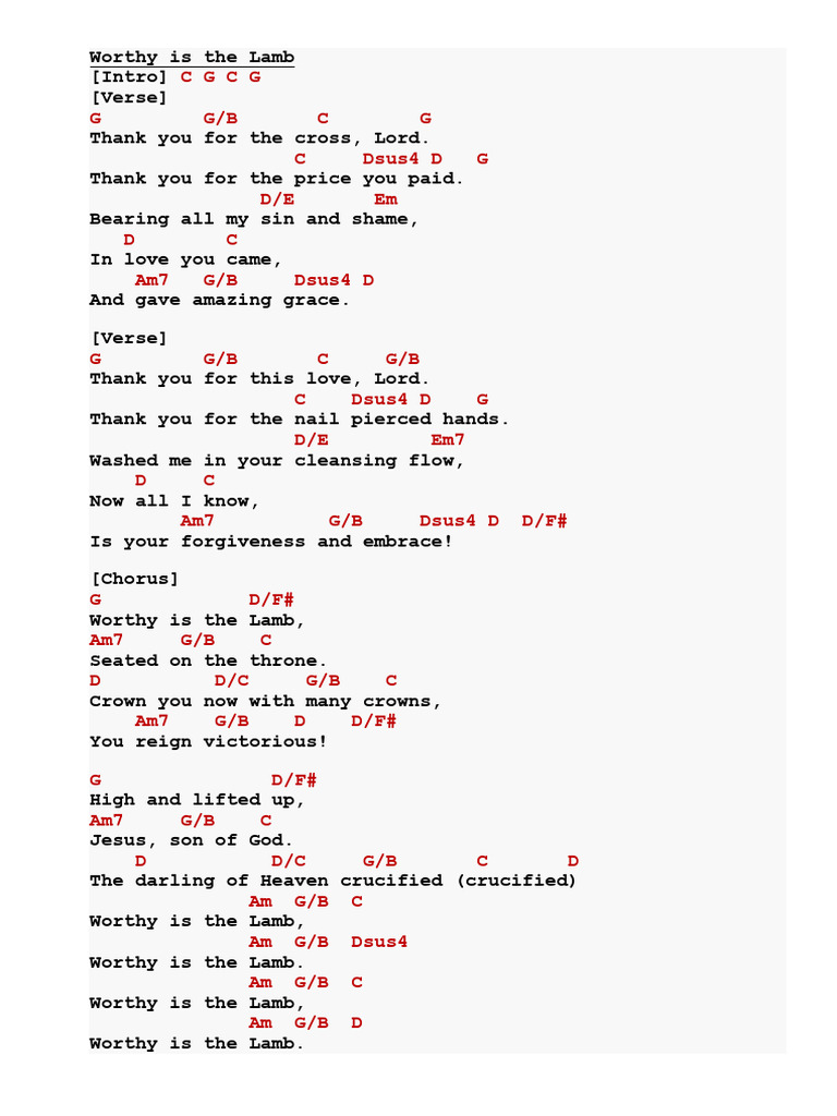 Worthy Is The Lamb Pdf