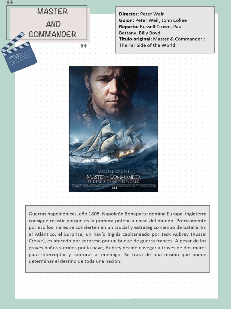 ACTIVIDAD EVALUABLE MASTER AND COMMANDER | PDF