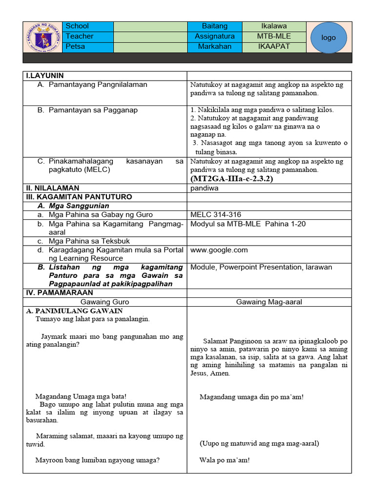 q3 Cot MTB Pandiwa Week3 | PDF