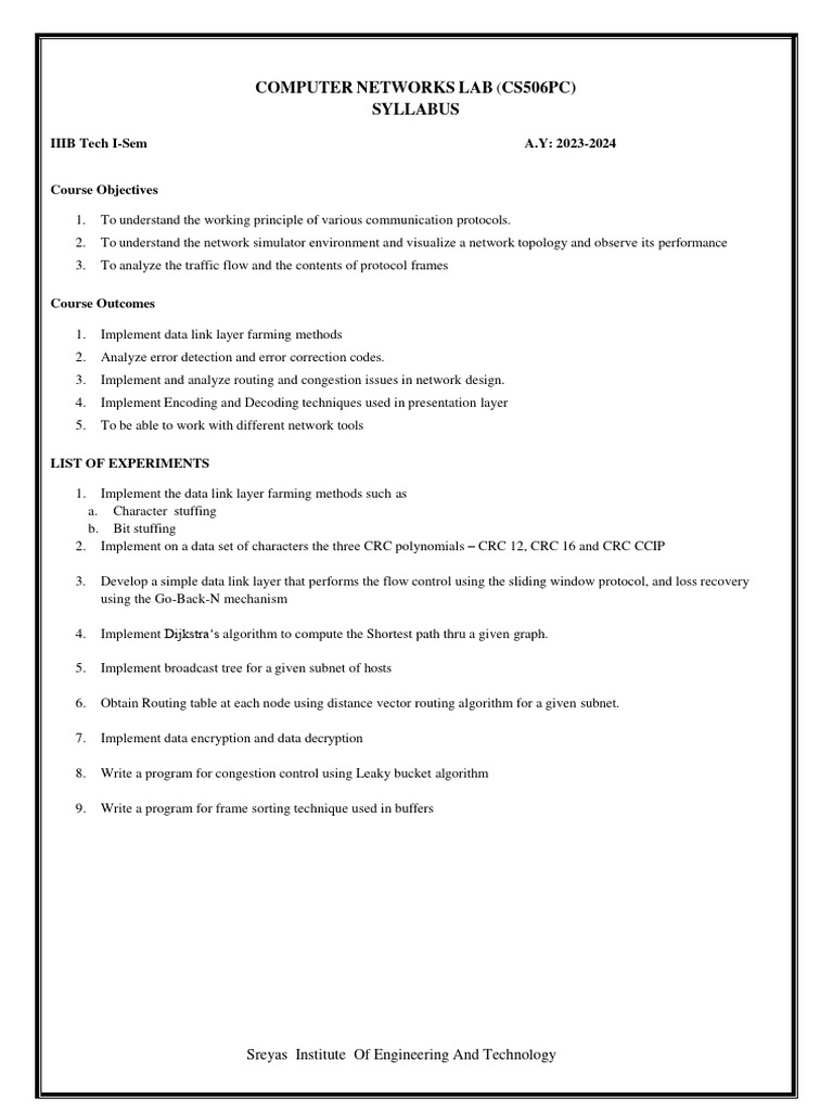 Cn-Lab-Manual SREYAS | PDF | Routing | Encryption