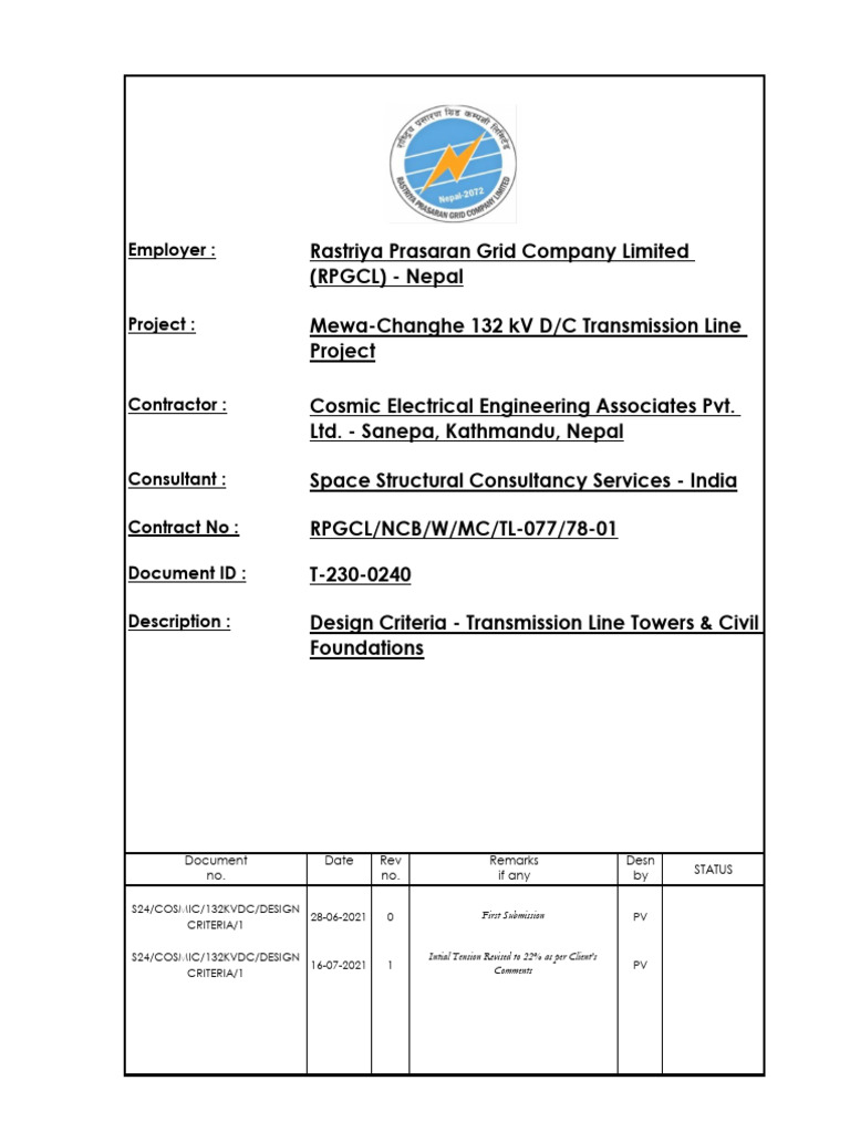 Design Criteria (132KV DC) - WZ4 - R1 | PDF | Electric Power Transmission | Stress (Mechanics)