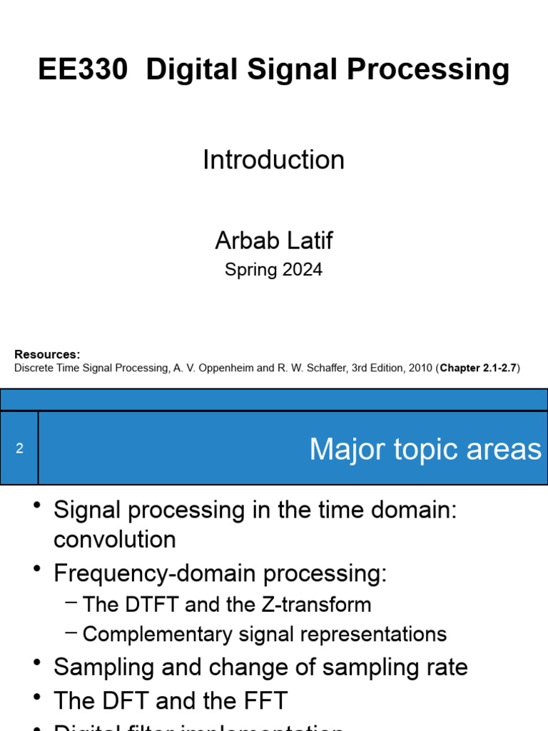 Lecture - 01 - Introduction | PDF | Digital Signal Processing | Low Pass Filter