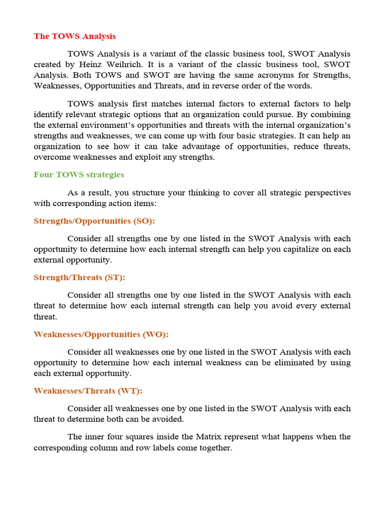 ApEc. TOWS VMOST | PDF | Swot Analysis | Business Economics