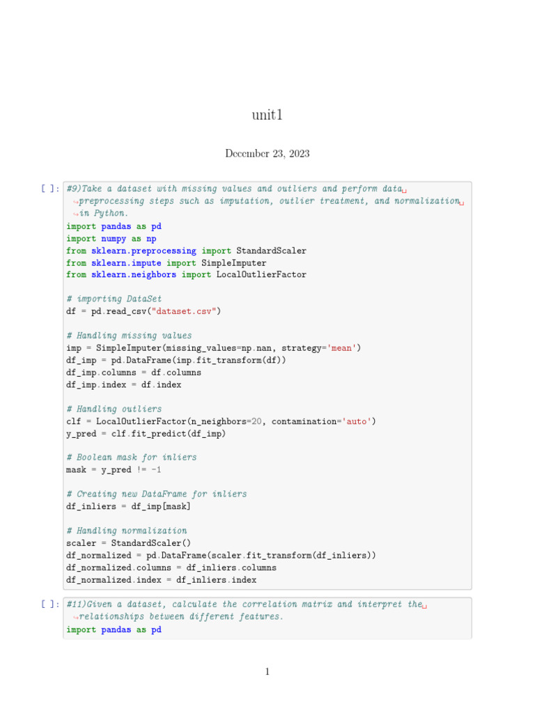 Unit1 ML Programs | PDF | Principal Component Analysis | Skewness