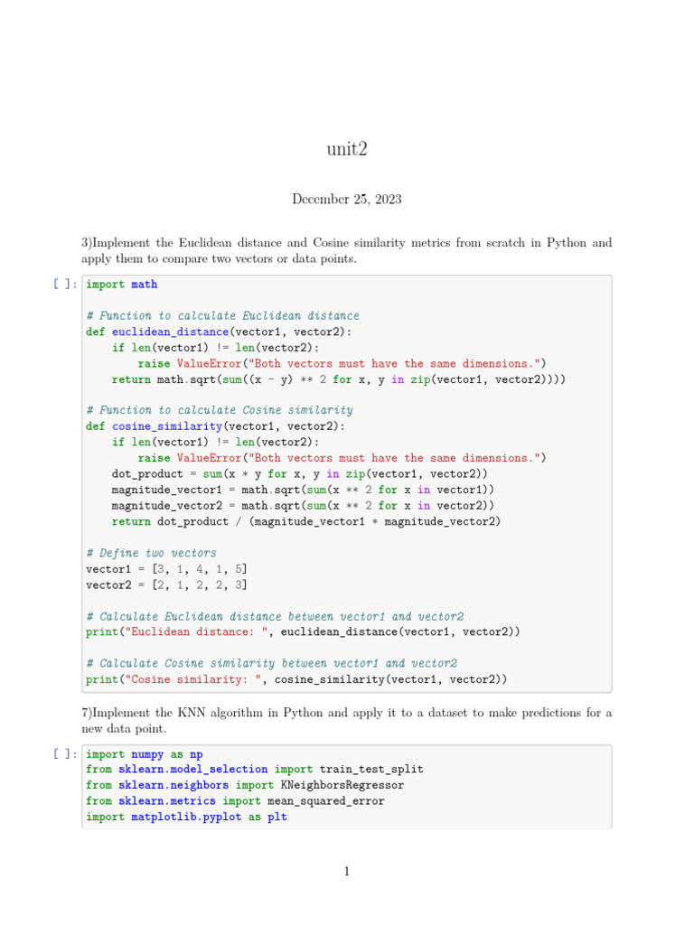 Unit2 ML Programs | PDF | Statistical Analysis | Teaching Mathematics