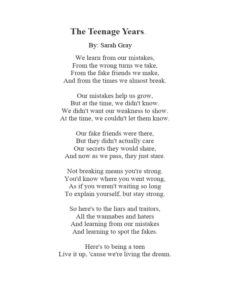 The Teenage Years | PDF