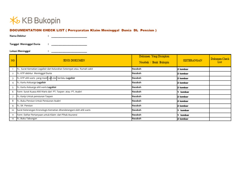 Dokumen Checklist | PDF | Hukum