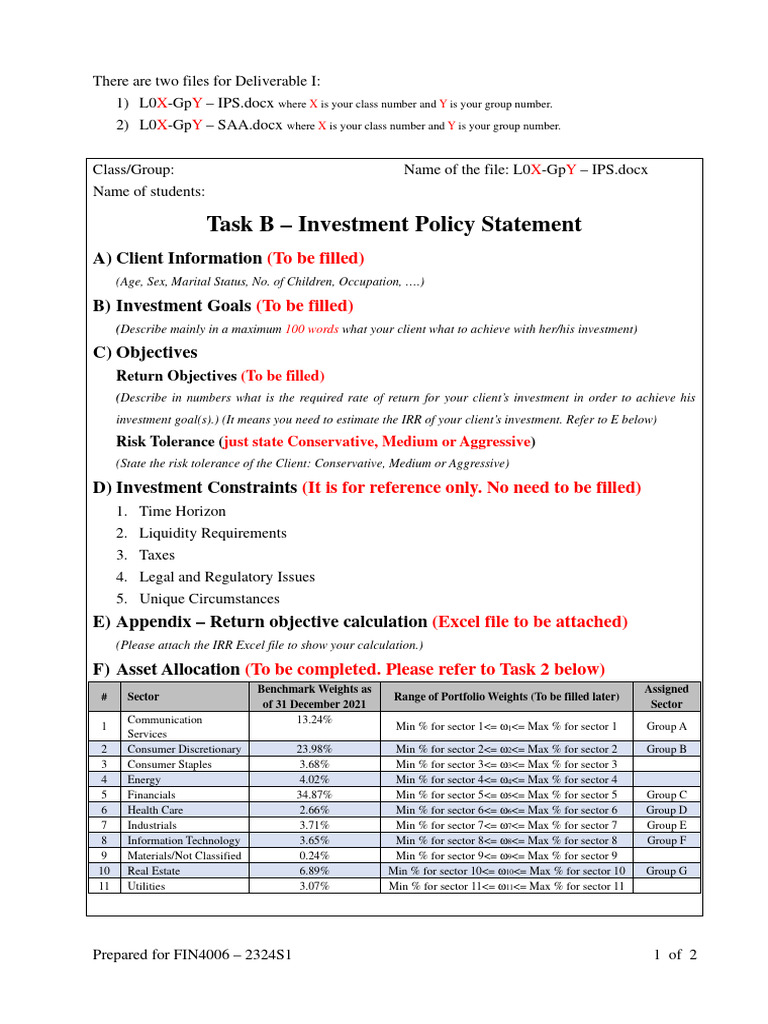 Submission Templates For Deliverable I | PDF | Financial Services ...