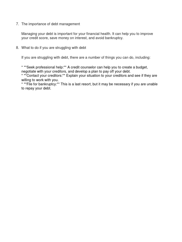 The Importance of Debt Management | PDF The Importance of Debt Management | PDF