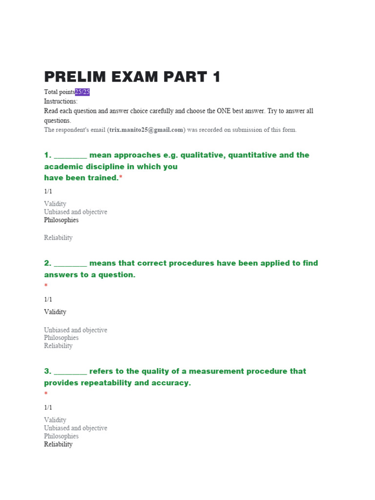 PRELIM EXAM PART 1-2 Research | PDF
