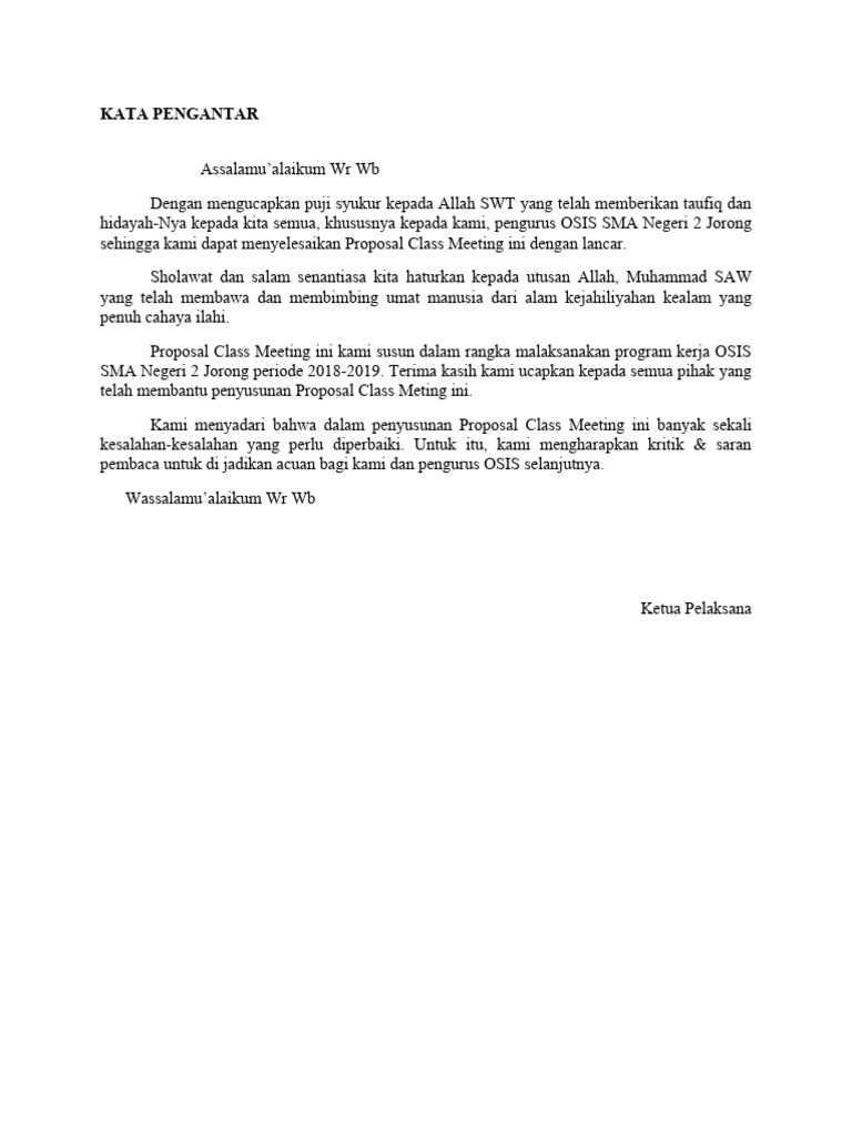Proposal Class Meeting OSIS 2018-2019 | PDF