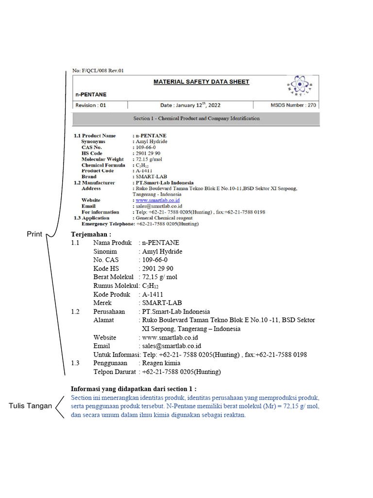 Sample MSDS Modul Penyulutan API Pada Uap Dari Sumber Berjarak Jauh ...