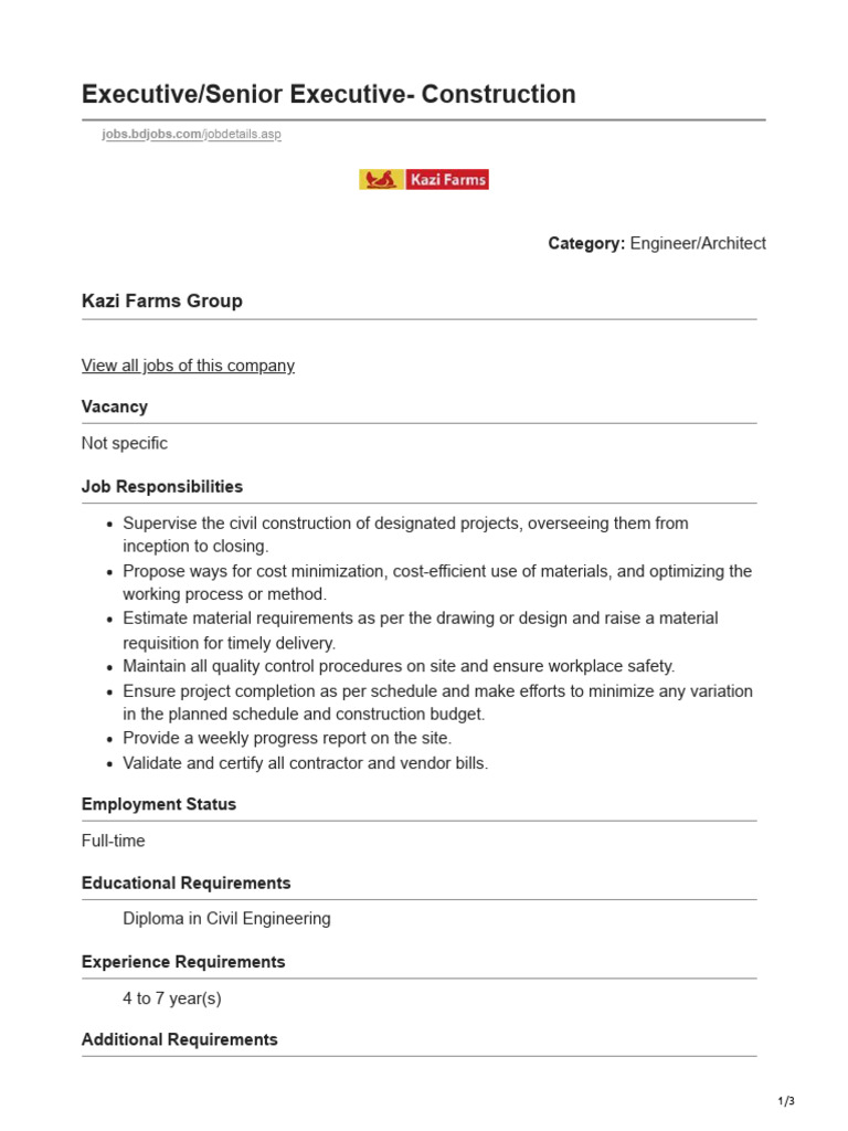 ExecutiveSenior Executive - Construction | PDF | Résumé | Employment