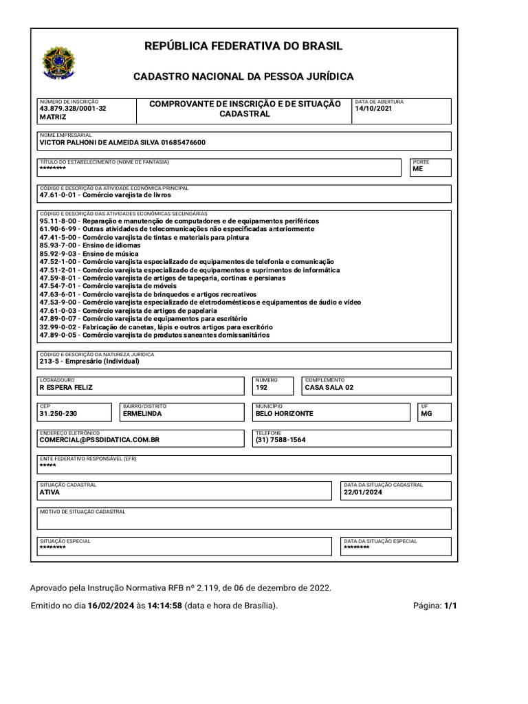 CNPJ do seu pai | PDF