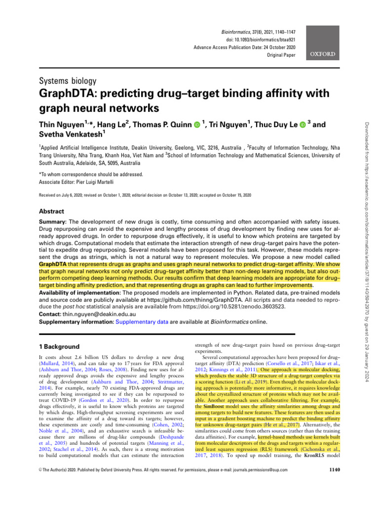 Paper3 Graphdta | PDF | Artificial Neural Network | Deep Learning