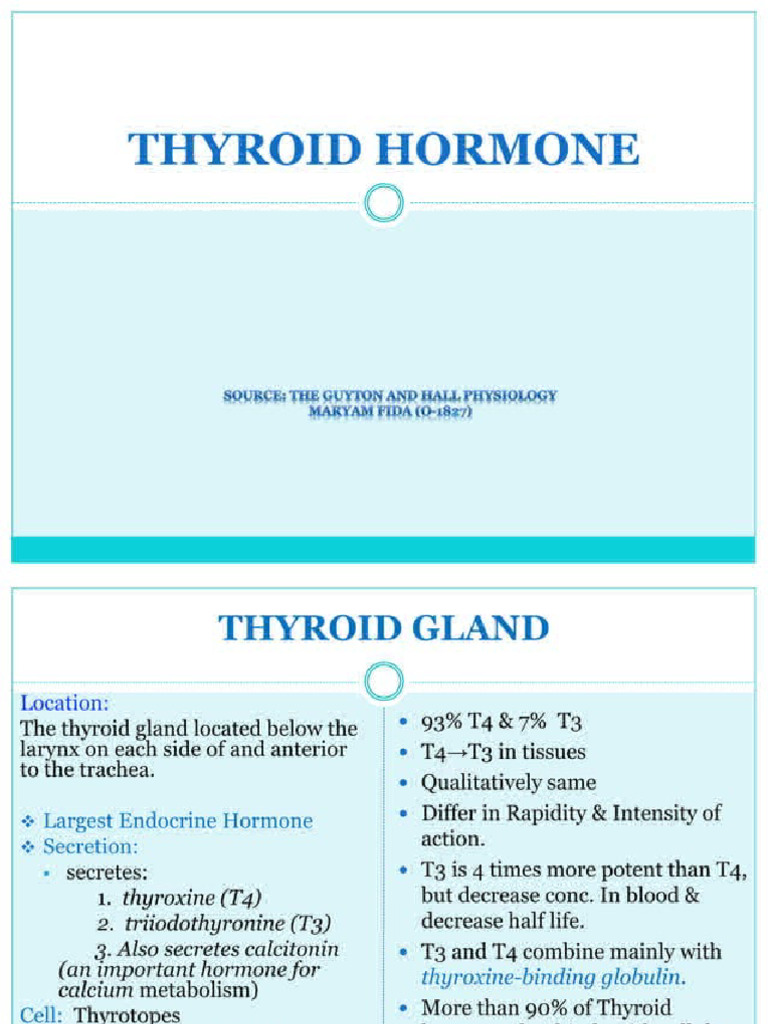 Thyroid Hormone The Guyton and Hall Physiology | PDF