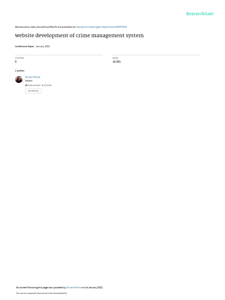 Website Development of Crime Management System | PDF | Php | Databases