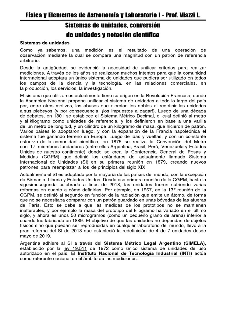 Sistemas de Unidades y el SI en Física | PDF | Kilogramo | Metro