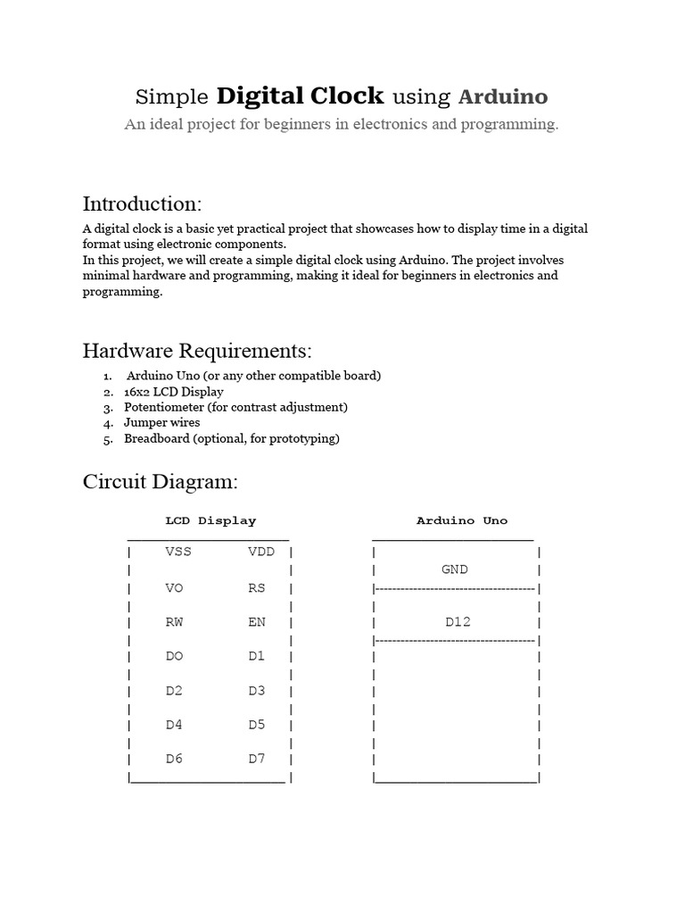 Digital Clock (Project) | PDF | Arduino | Manufactured Goods