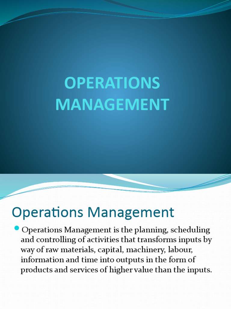 Operations Management Overview Guide | PDF | Inventory | Six Sigma