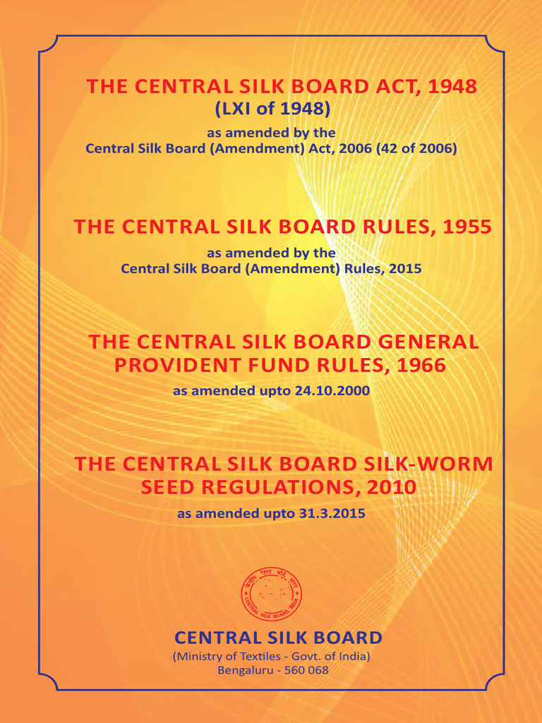 Central Silk Board Act & Rules | PDF | Certification
