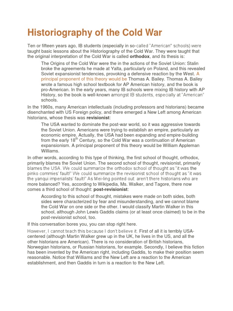 Historiography of The Cold War | PDF | International Relations ...