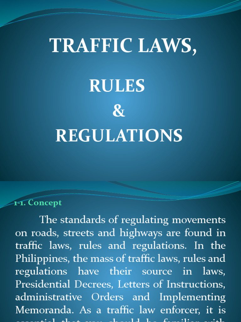 Traffic Rules and Regulations | PDF | Traffic | Intersection (Road)