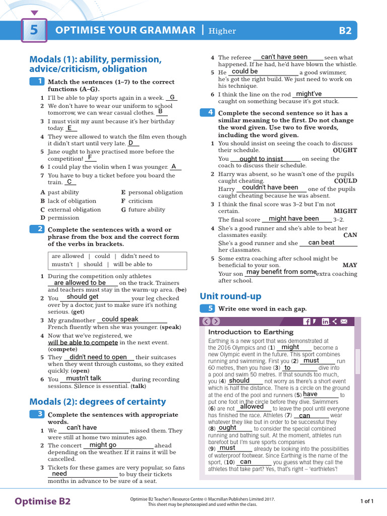 Kami Export - Boris Ivanov - Copy of OPT - B2 - U05 - Grammar - Higher | PDF | Grammar ...